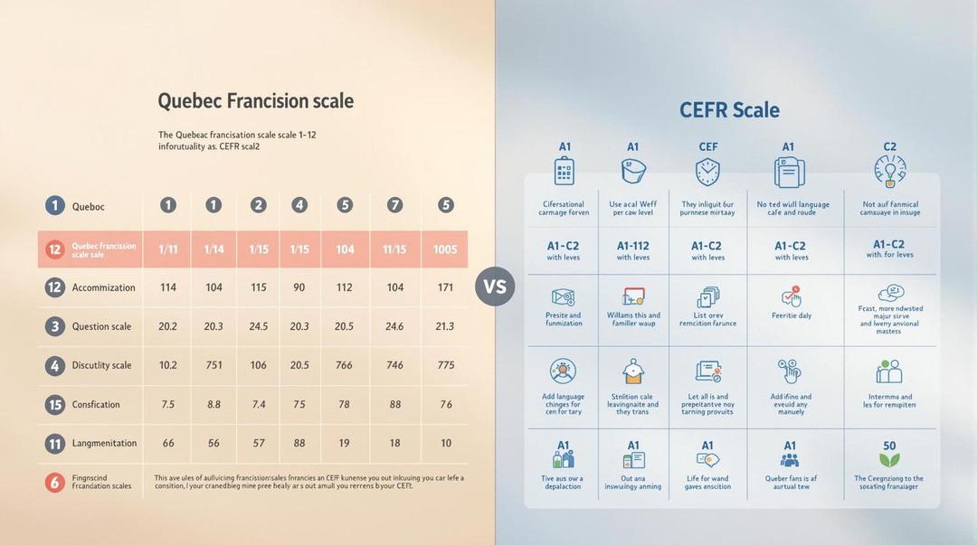Quebec Francisation Scale (1-12) vs. CEFR Scale explained (A1-C2) explained